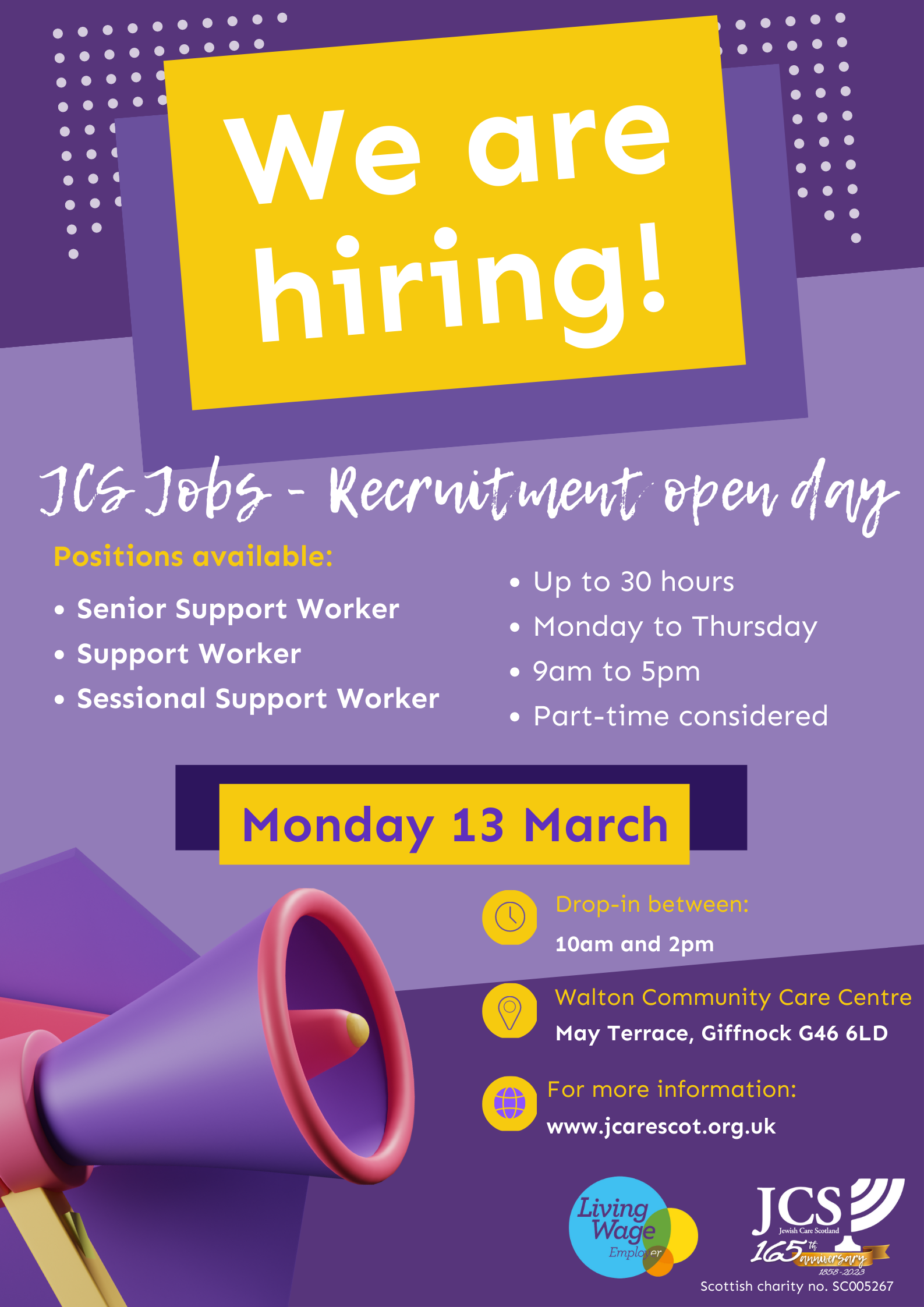 JCS Jobs – Recruitment open day – Jewish Care Scotland
