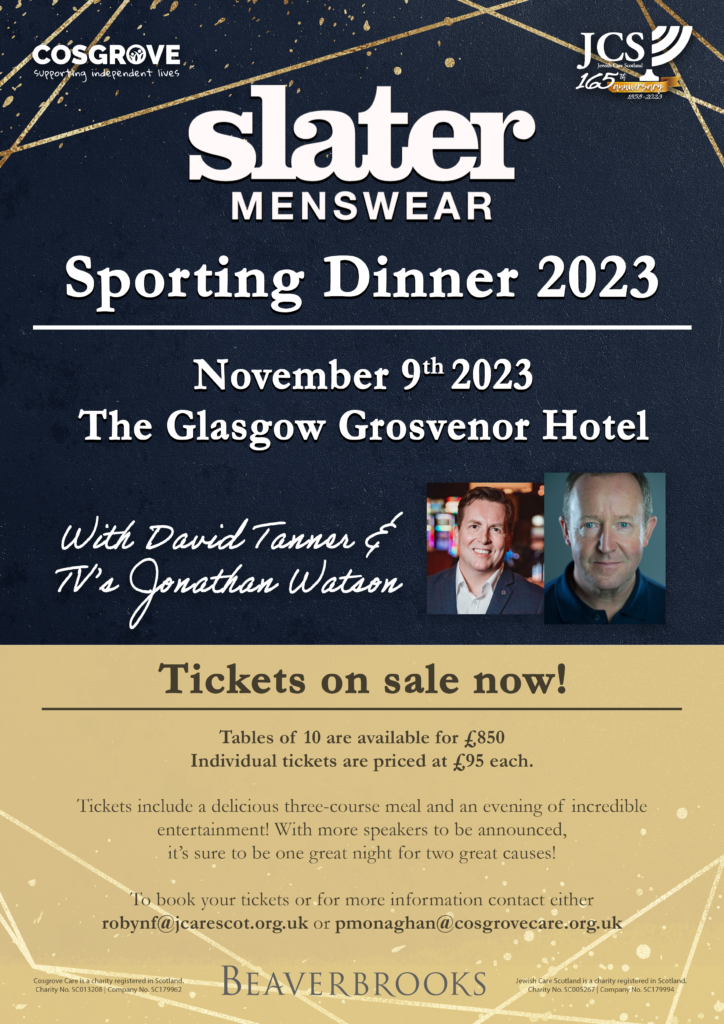 David Tanner joins Sporting Dinner line-up – Jewish Care Scotland